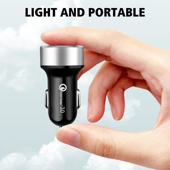 USB 12 V Car Mobile Phone Charger with USB C & USB Dual Ports QC 3.0 ...