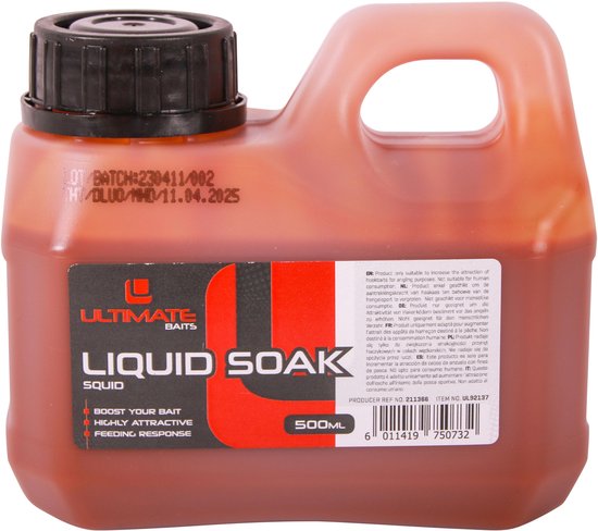 Ultimate Baits Liquid Soak 500ml - Garlic Robin Red | Boilie liquid | bol