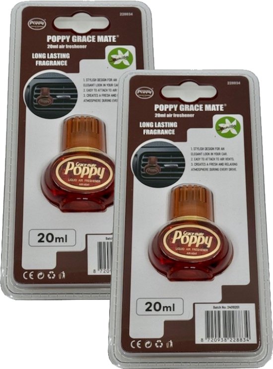2x Poppy Grace Mate luchtverfrisser 20 ml AC Flesje Vanilla | bol