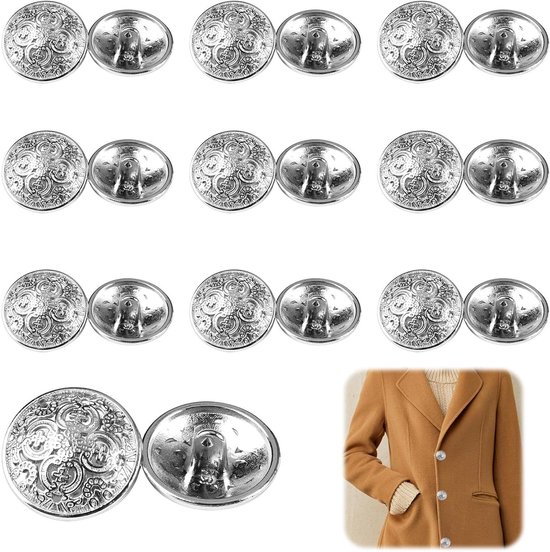 20 stuks vintage metalen blazerknopen 20 mm zilveren knopen voor blazer ...