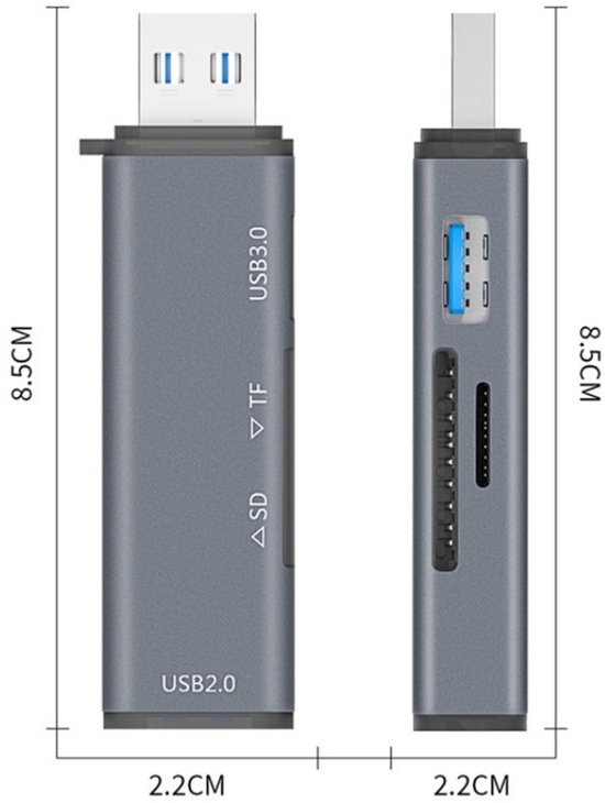 USB 3.0 naar 2x USB + SD + Micro-SD (tf) - kaartlezer adapter kabel hub ...