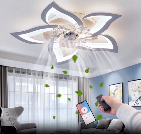 5 Lotus Ventilator Lamp - Plafondventilator - Smart Lamp - Met Dimmer ...