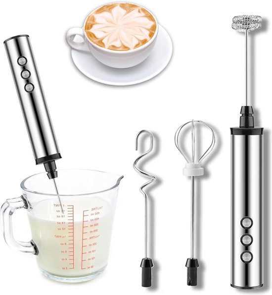 3-in-1 elektrische melkopschuimer - gardes - snelheden - oplaadbaar - mini-melkmixer -... | bol