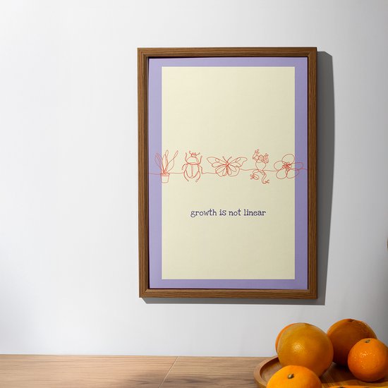 Poster 20x30 cm - Growth is not Linear - Lijntekening - Lila ...