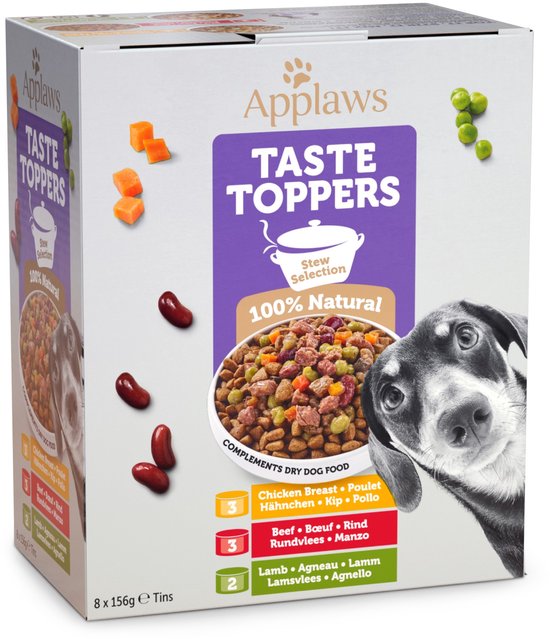 Applaws Dog Taste Toppers Multipack stoofpotje 8 x 156 gr. | bol