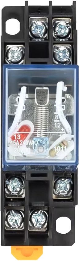 Spoelstroom Relais + Houder - 8-pins - Spoelspanning 220V AC - 5A ...