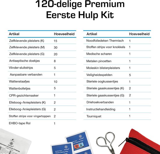 ACTIVE ERA Premium EHBO-Koffer - 120-delige hulpkit voor thuis - ISO ...