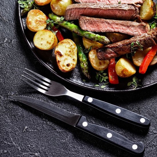 Bestekset voor Steaks en Hamburgers Edelstaal 12 delig - Steakmessen ...