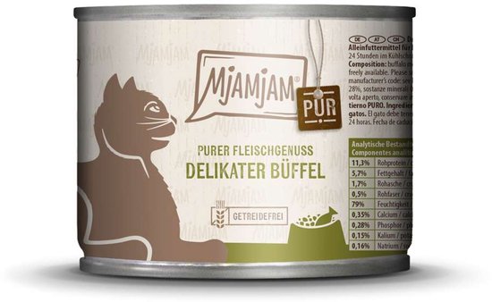 MjAMjAM Cat - Puur Vlees Lekker Blik 6x200g - Buffel | bol