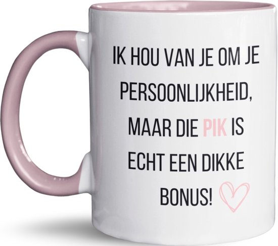 NietMokken.nl – Grappige Mok – "Ik Hou Van Je, Maar Die Pik Is Een Dikke Bonus" –... | bol