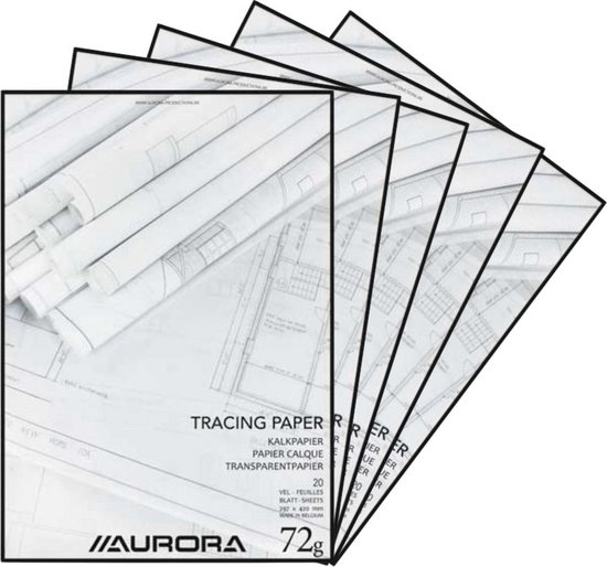 Aurora Overtrekpapier - Kalkpapier - Kopgelijmd - A3 - 72g - 20 vel - 5 ...