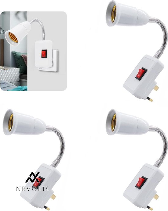 Nevolis E27 lampfitting met schakelaar stekkerlamp - flexibele ...