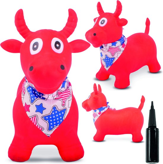sun baby - Springdier met pomp vanaaf 1 jaar - Stier - rood - max 50kg ...