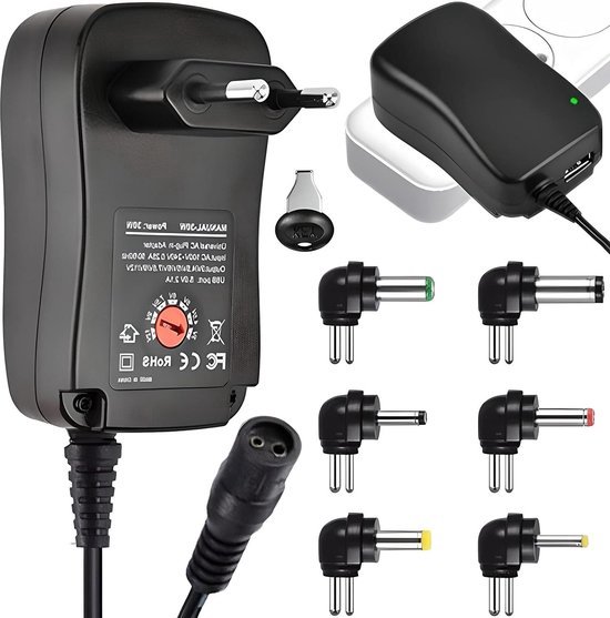 Power supply adapter converter - Universal 12V 30W with 6 detachable ...