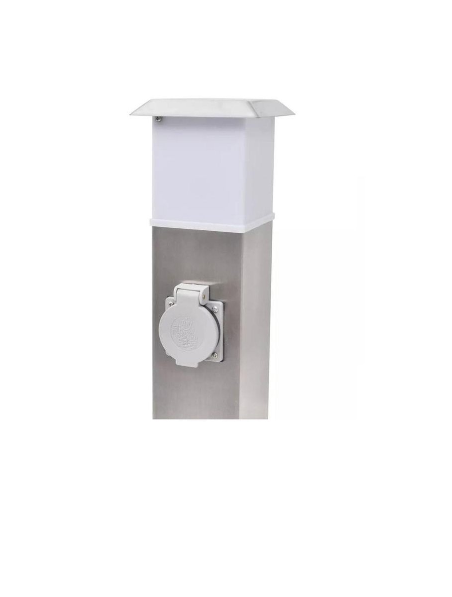 Premium Buitenstopcontact met LAMP op Zuil Roestvrijstaal / Tuin ...