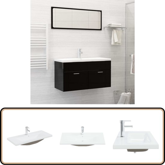 vidaXL Inbouwwastafel - 91x39x18 cm - Keramiek - Wit Badkamermeubel ...