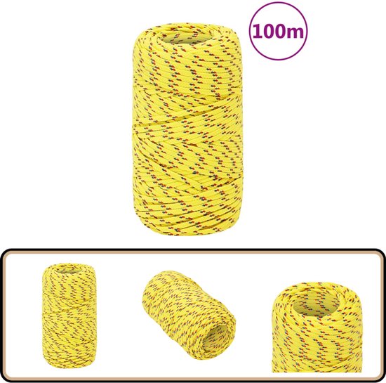 vidaXL Geel Polypropyleen Boottouw 2mm - 100m Scheeps Touw - Boottouw ...