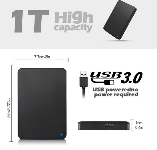 XLON HD Externe Harde Schijf 1TB Draagbare Harde Schijf USB3.0 Hoge ...