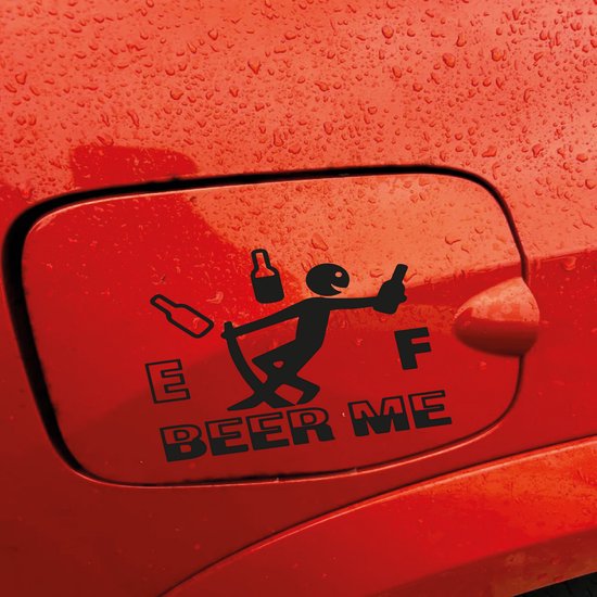 Sticker - Beer Me Tankdop - 12CM x 10.9CM - Zwart | bol