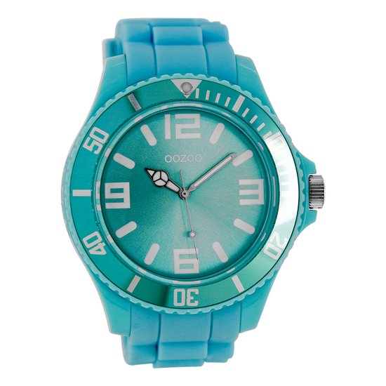 OOZOO Timepieces - Licht blauwe horloge met licht blauwe rubber band ...