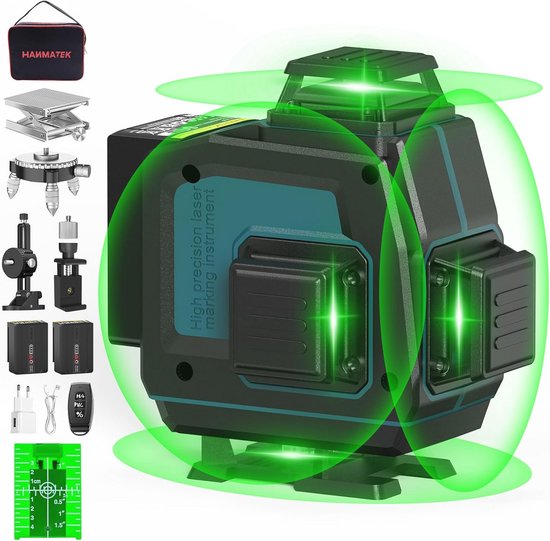 Laser Waterpas 360° - Zelfnivellerende Roterende Laser met 3 Modi en ...