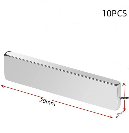 Mini-magneten 20 x 10 x 2 mm 10 stuks rechthoekige neodymium magneten ...