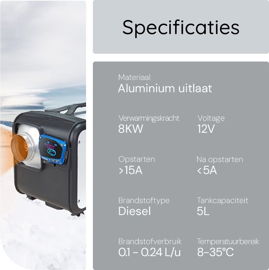 Orbit Electronic Compacte Diesel Standkachel 12V - 8KW - Aluminium ...