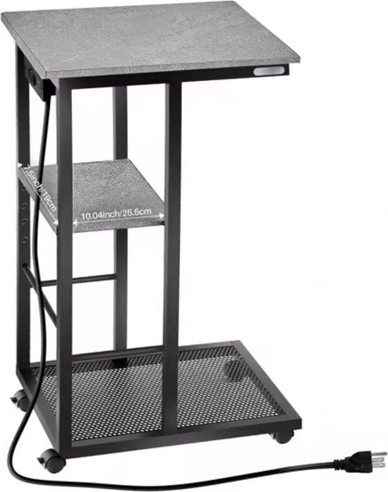 Sidetable - C-vorm eindtafel - Banktafel - Bijzettafel - Op wieltjes ...