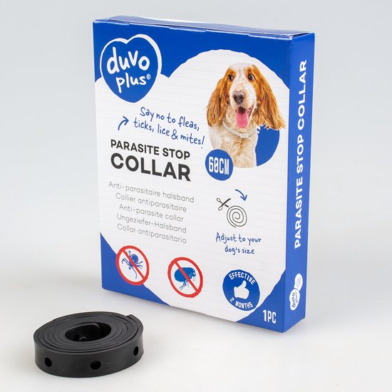 Duvo - vlooienband voor de hond - 70 cm - makkelijk in te korten - vlooien en bijtende... | bol