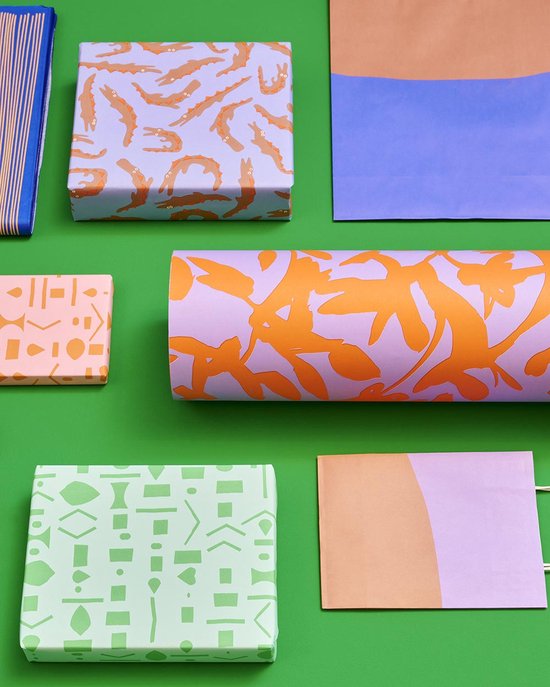 Kado Design - Cadeaupapier - Inpakpapier - Flowers - Paars - 50 cm x ...