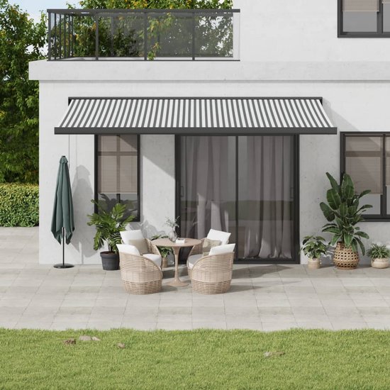vidaXL Uittrekbare Luifel 5x3m Antraciet/Wit | bol