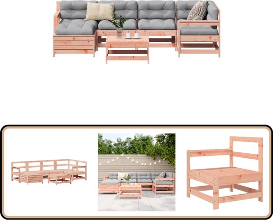 vidaXL Loungeset - 7-delig - Massief Douglas Hout Loungebank ...