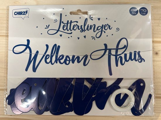 Welkom Thuis letter slinger blauw 70 cm 5 meter draad | bol