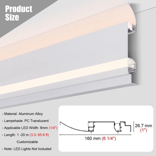 White Aluminum Skirting LED Channel,LED Strip Diffuser Cover Track with ...