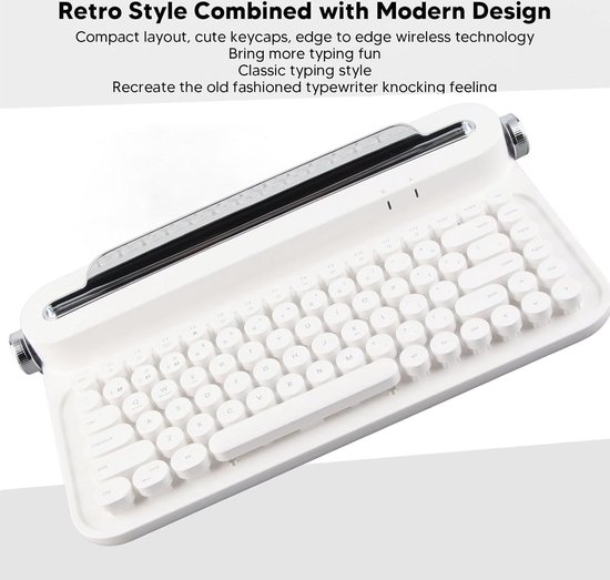 Retro Bluetooth Keyboard Compact Round Keycaps Cute 86 Key Typewriter ...