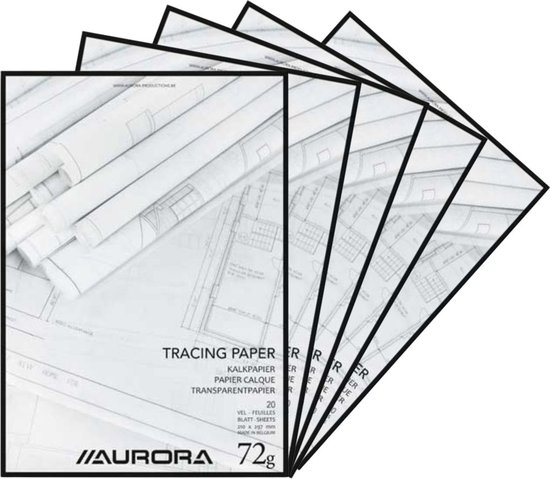 Aurora Overtrekpapier - Kalkpapier - A4 - 72g - 20 Vel - 5 Stuks | bol