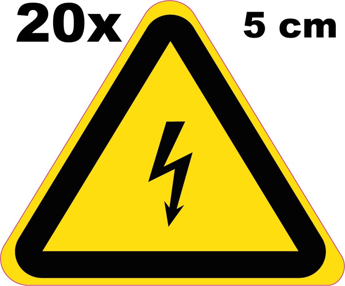 20 Stickers van 5 cm | Pictogram stickers - Gevaarlijke elektrische ...