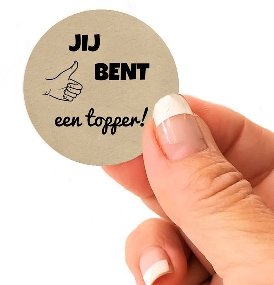 Kraft stickers jij bent een topper Ø 4cm - 48 stuks - etiketten ...