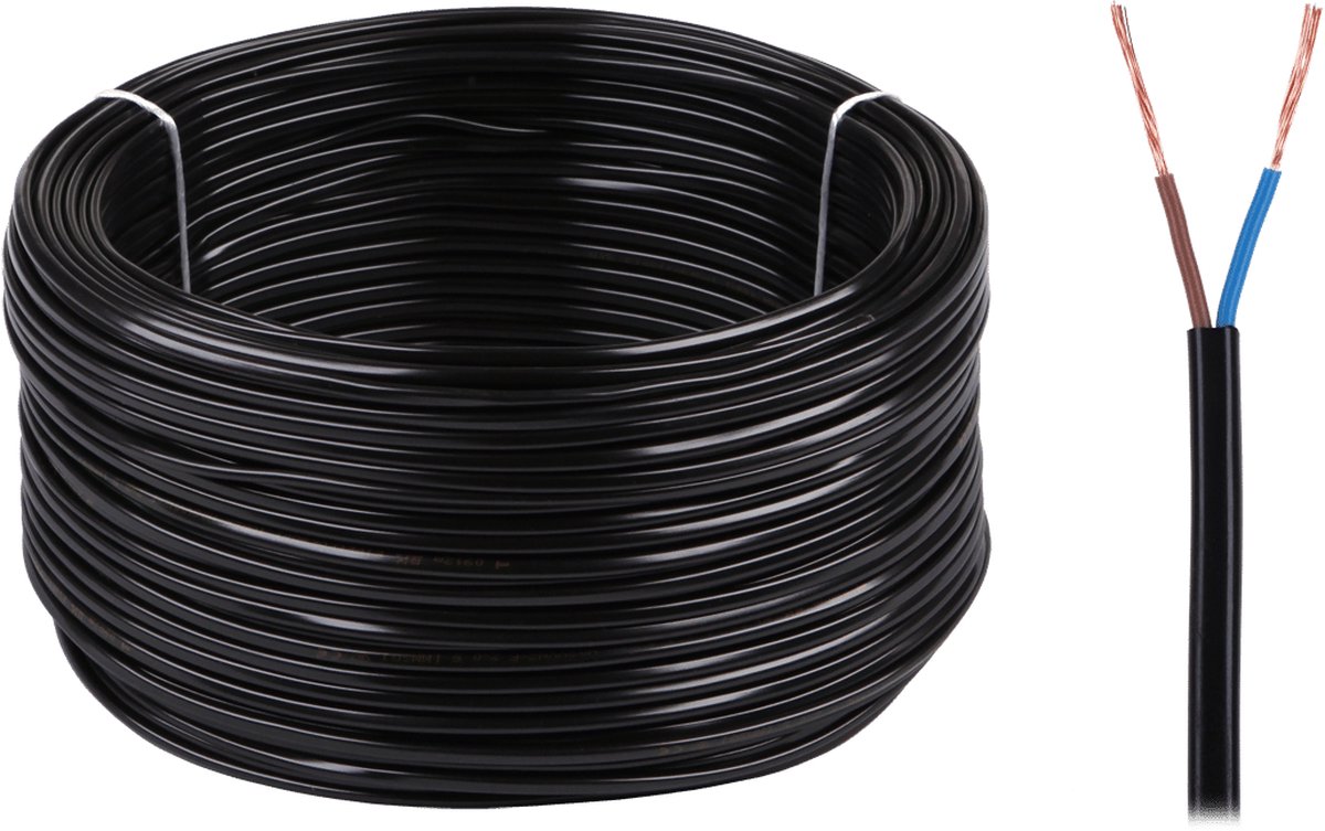 Platte stroomkabel - 2x 0,75mm2 - H03VVH-F - 20 meter | bol.com