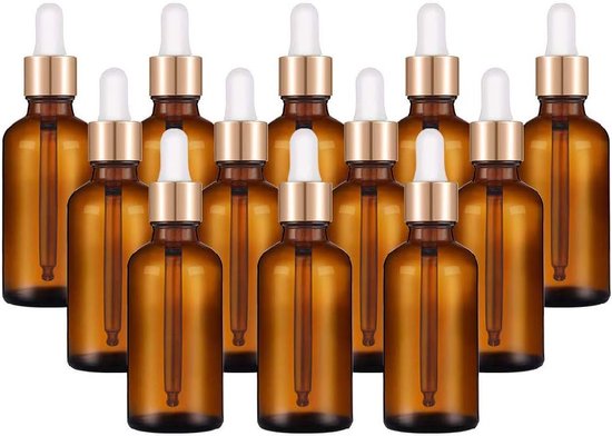 Pipetfles, druppelfles met 12 stuks, 30 ml, glazen pipet, amberkleurige ...