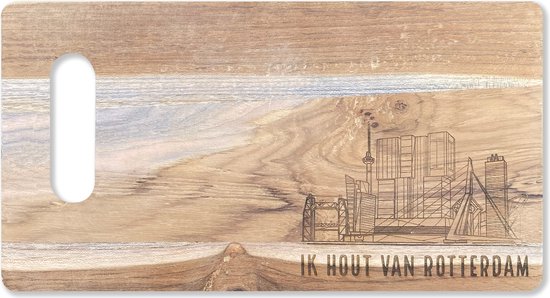 Snijplank teak Ik hout van Rotterdam | bol