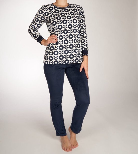 Pastunette Deluxe - Dames Huispak Elsa - Blauw / Wit - Fleece - Maat 44 ...