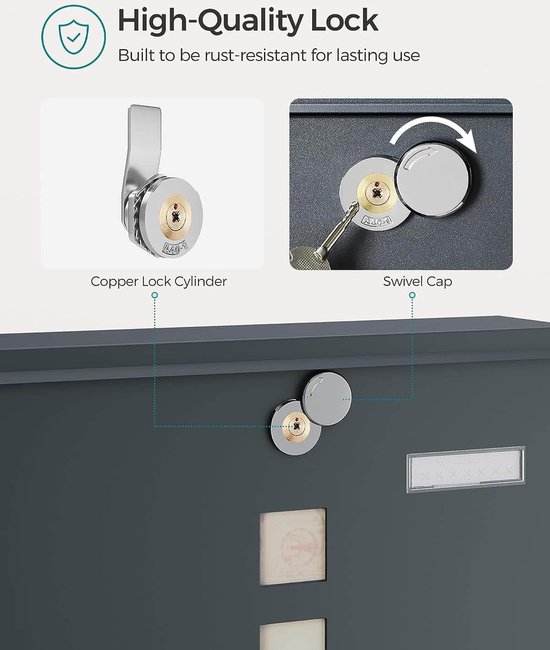 Brievenbus, brievenbus, slot met koperen sluitcilinder en draaideksel ...