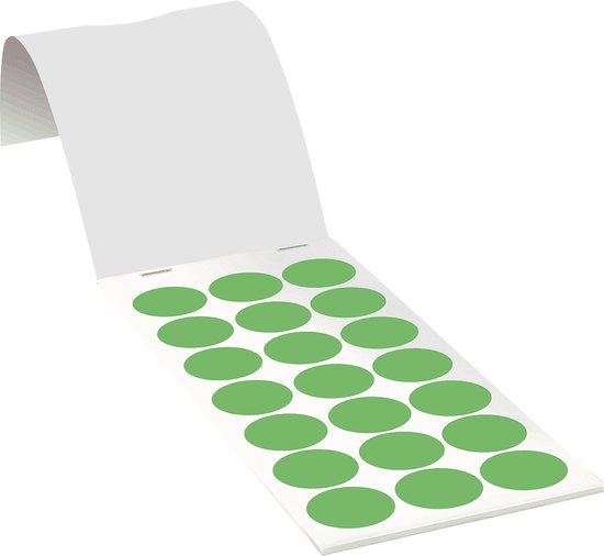 Ronde groene markeringsstickers in boekje - zelfklevend papier 25 mm ...