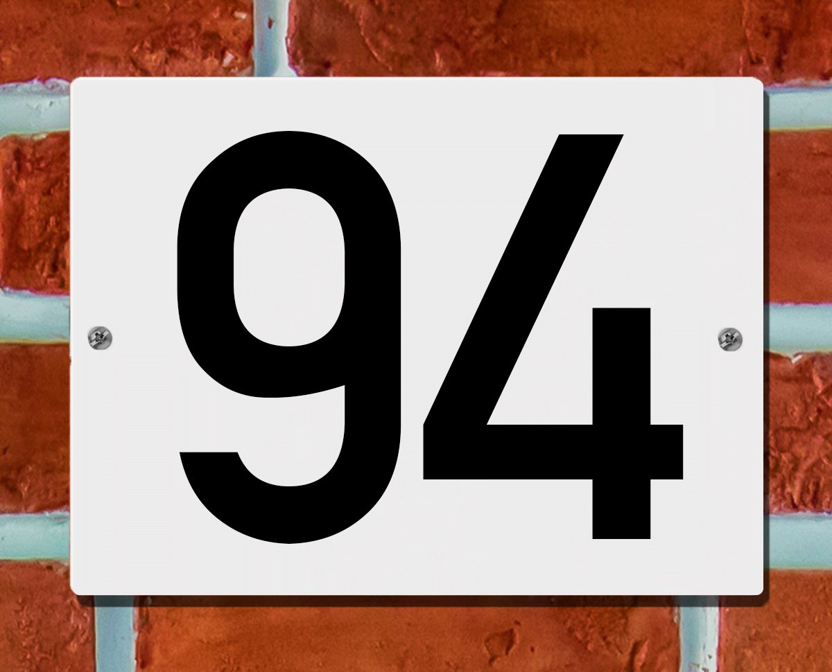 Huisnummerbord Wit - Nummer 94 - 15 x 12 cm - incl. bevestiging ...