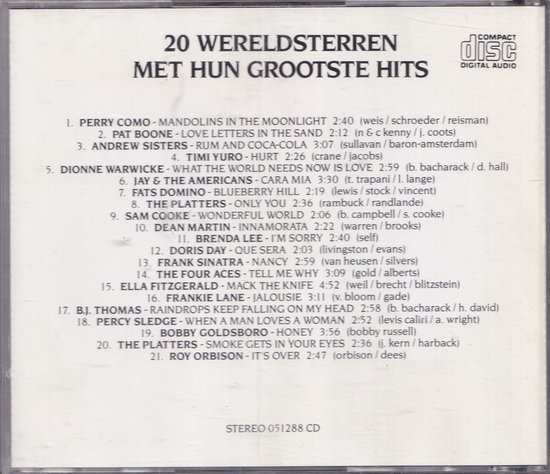 20 wereldsterren met hun grootste hits - Diverse artiesten, Diverse Artiesten | Muziek | bol