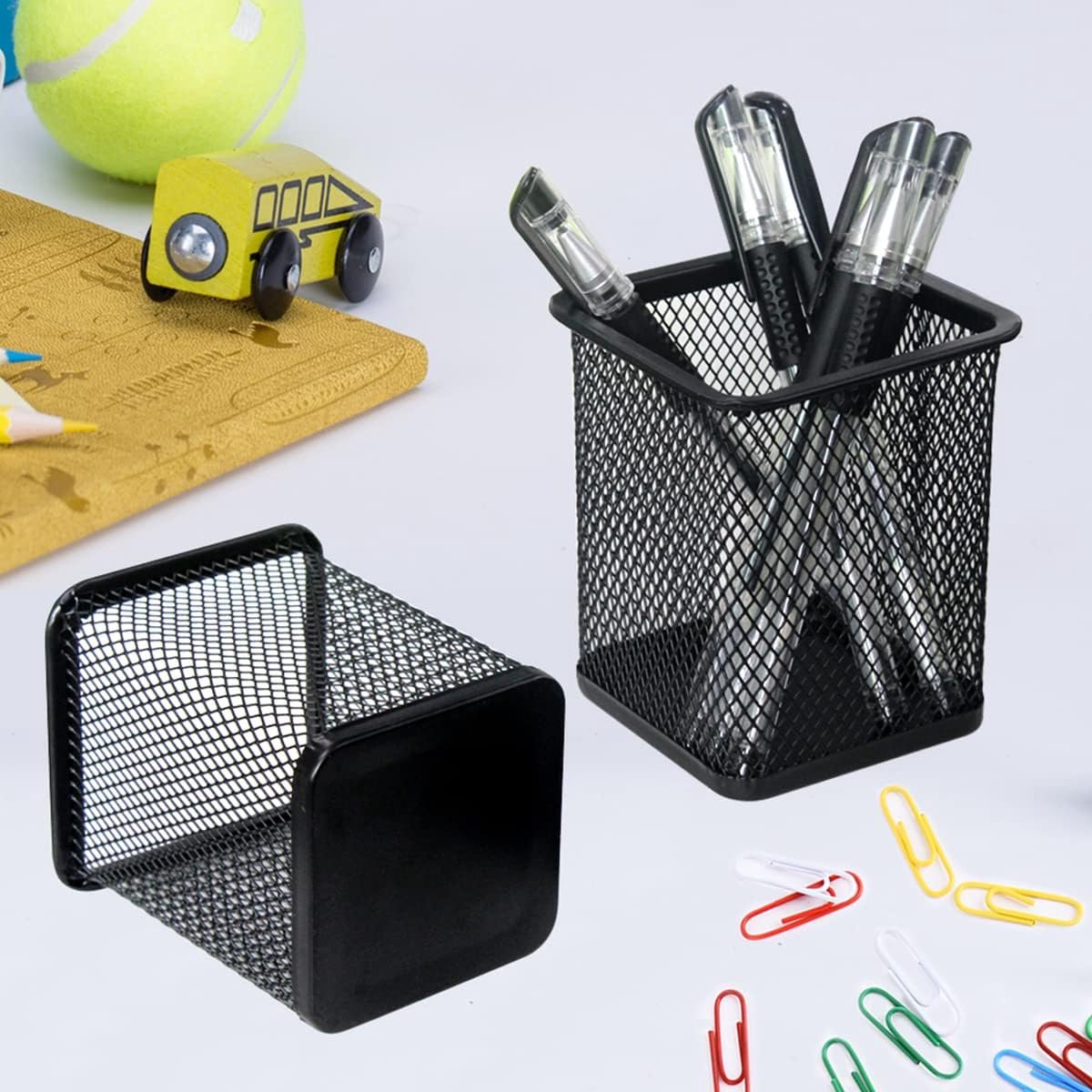 Pennenhouder, draadmetalen pennenkoker, zwarte pennenhouder ...