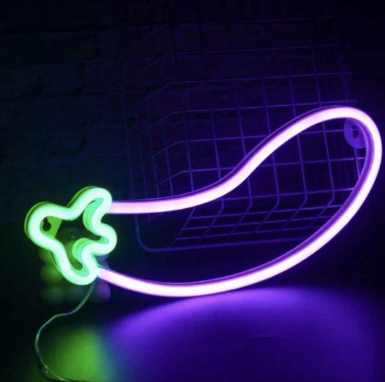 Neon verlichting aubergine - Aubergine - Neon wandlamp - Neon ligt ...
