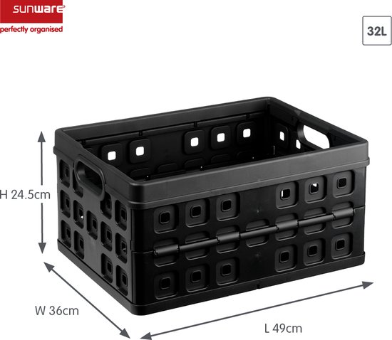Sunware - Sunware Square vouwkrat 32L set van 6 - zwart | bol
