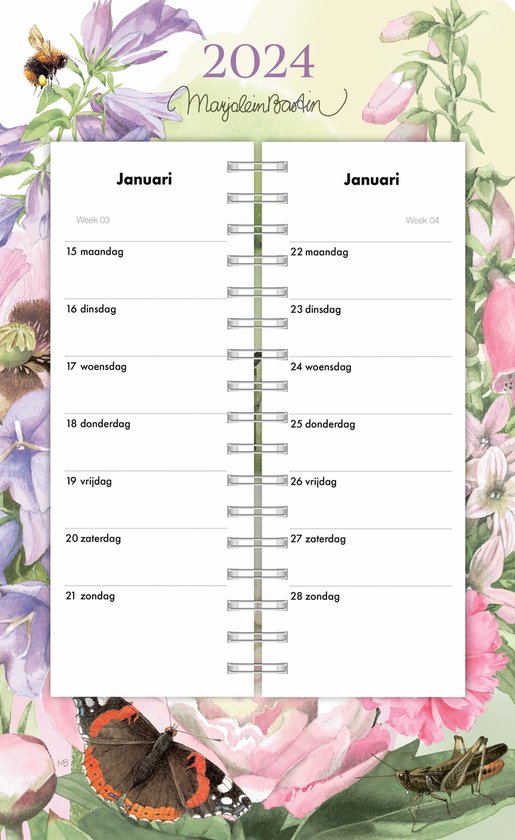 Hallmark - Omlegkalender - 2024 - Marjolein Bastin - Bloemen - Weekoverzicht -... | bol